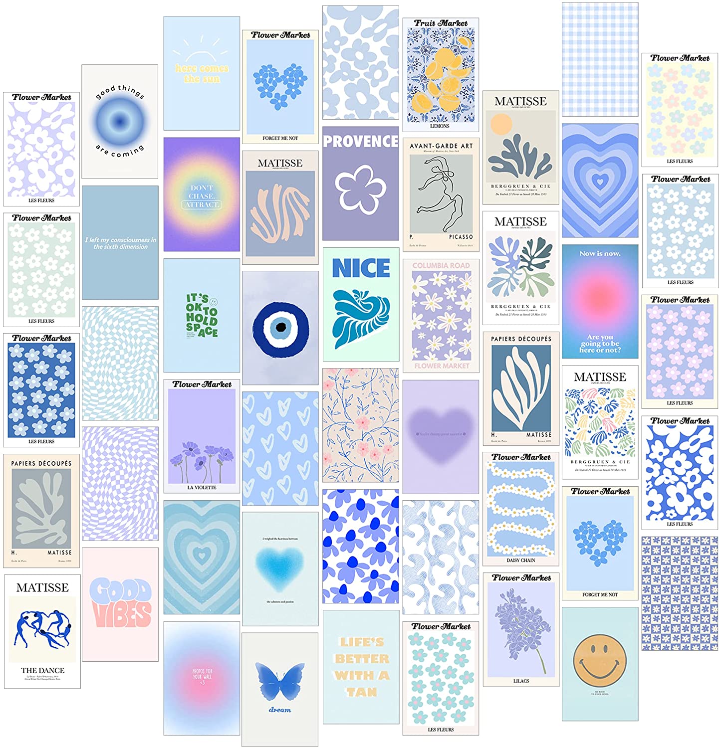 Blue Pastel Wall Collage Kit - Aesthetic Decor | Tapestry Girls