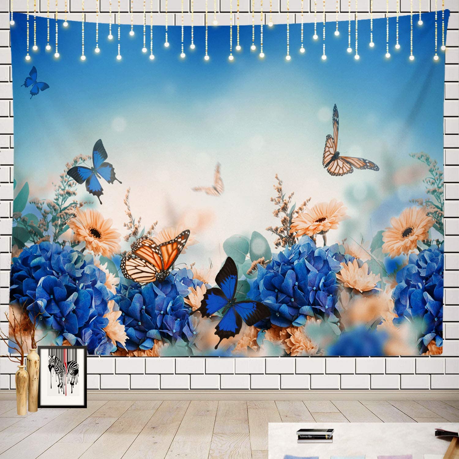 The Blue Butterfly Tapestry - Tapestry for Room | Tapestry Girls
