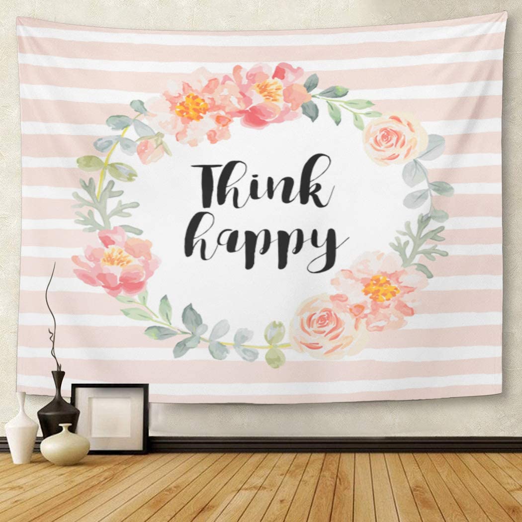 Think Happy Tapestry - Quote Tapestry | Tapestry Girls