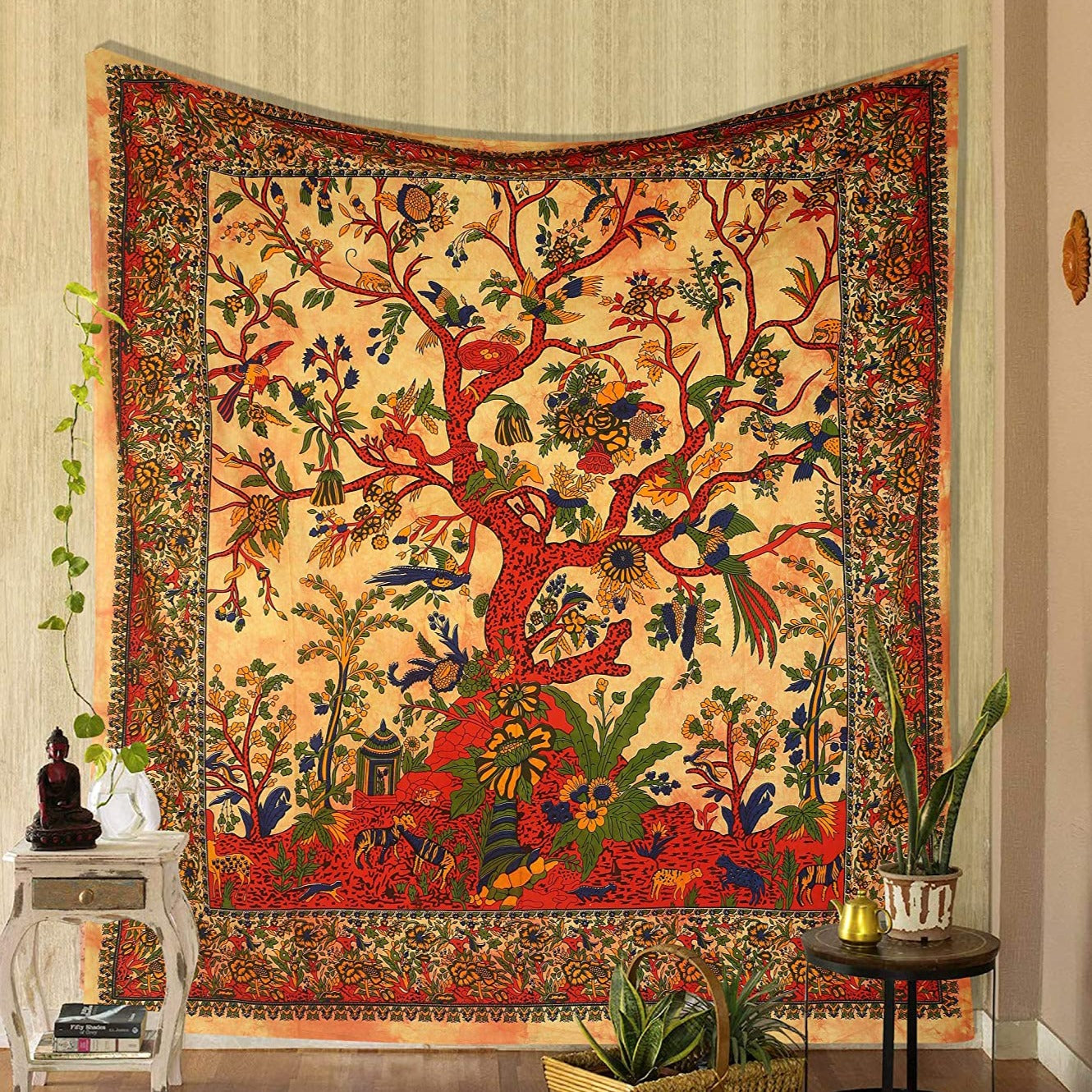 Yellow Life Tree Tapestry - Aesthetic Tapestry | Tapestry Girls